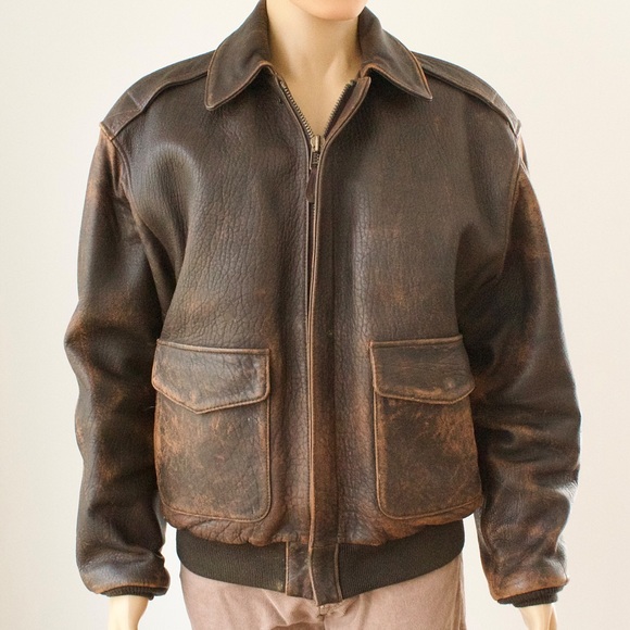 Avirex | Jackets & Coats | Vintage Avirex Brown Leather Flight Bomber Jacket Mens Medium Type A2 ...